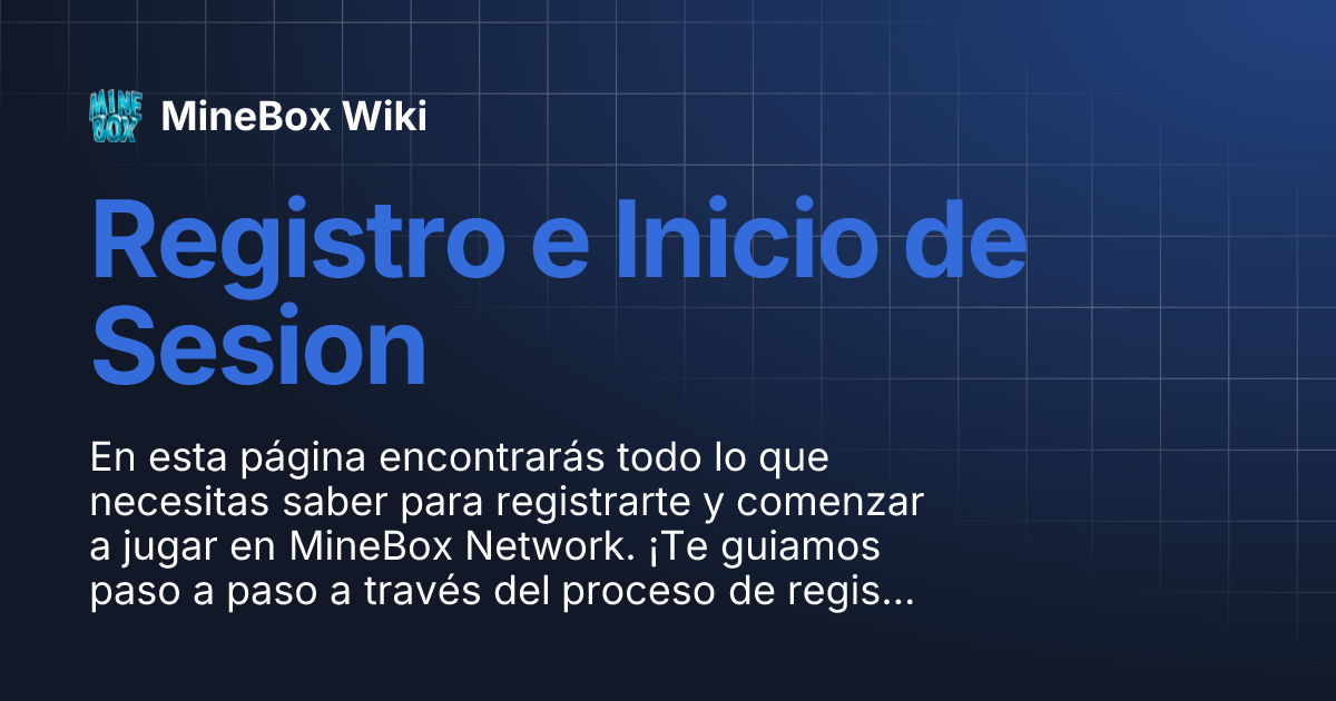Registro e Inicio de Sesion | MineBox Wiki